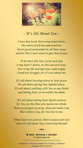 IT’S ALL ABOUT YOU | Christine's Poetry & Reflections